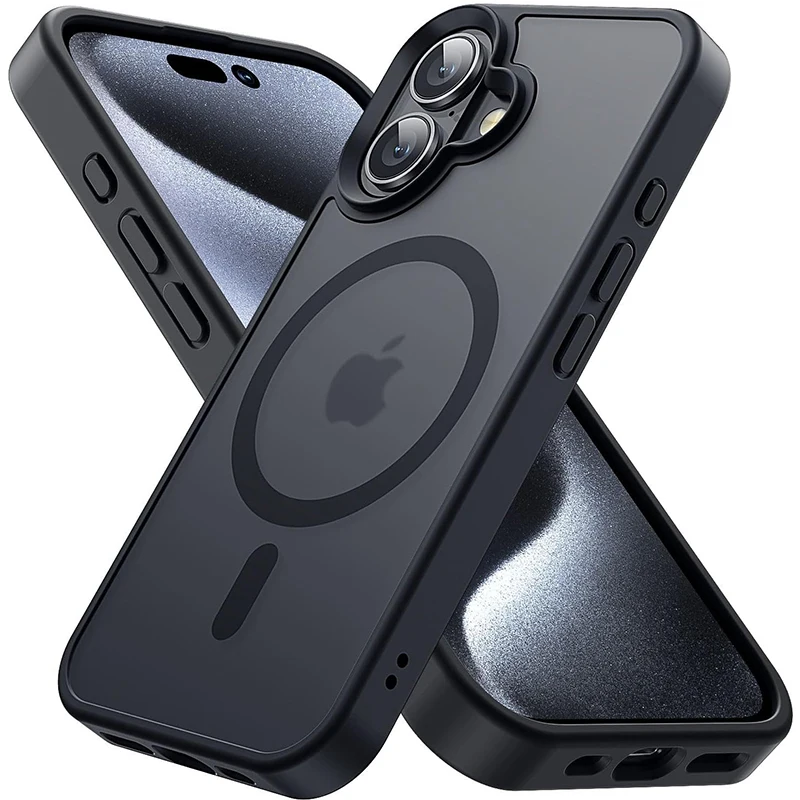 Black Magnetic Case for iPhone 16 Pro Max 15 Plus 14 13 Mini 12 11 SE ...