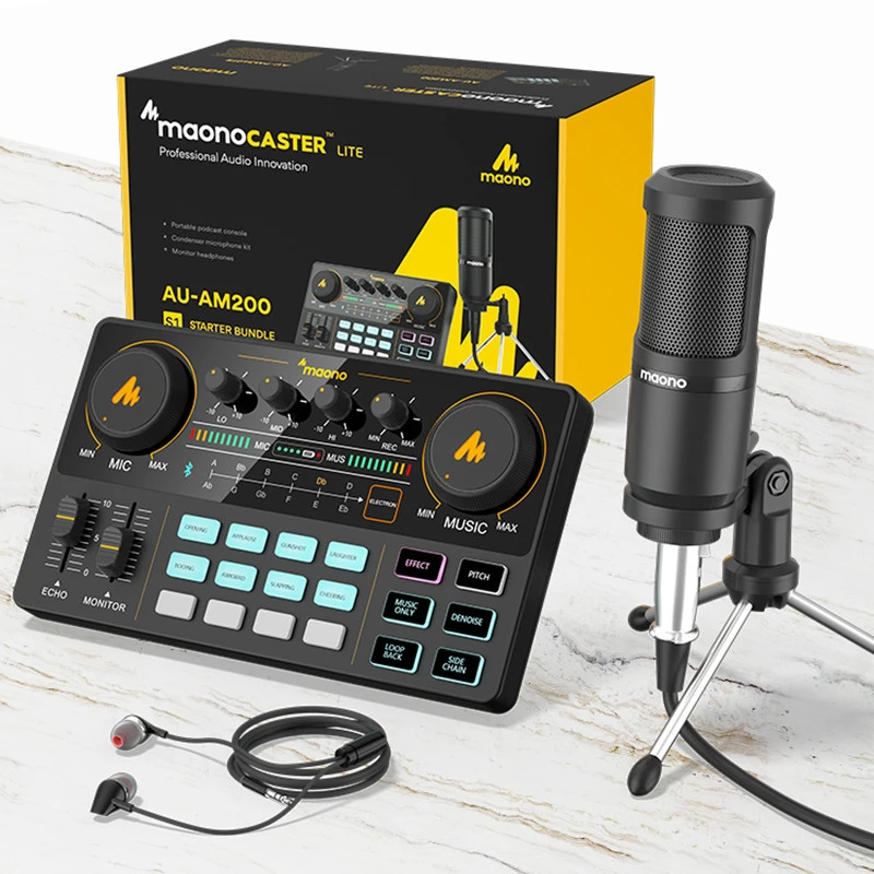 MaonoCaster Audio Interface Podcast Studio Sound Card Kit with ...