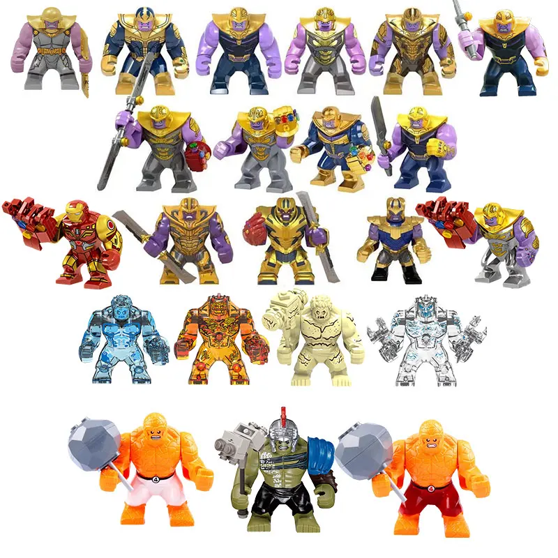 Marvel superhero character Thanos, Stone Man, Hulk building blocks ...