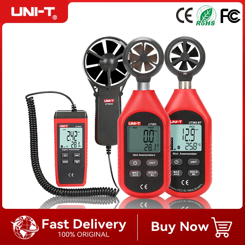 UNI-T-UT363-Handheld-Anemometer-Digital-UT363BT-Wind-Speed-Measurement ...