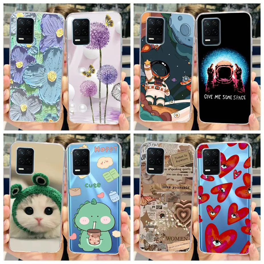 For-Realme-8-5G-Case-RMX3241-Cute-Fashion-Painted-Cover-Soft-Silicone ...