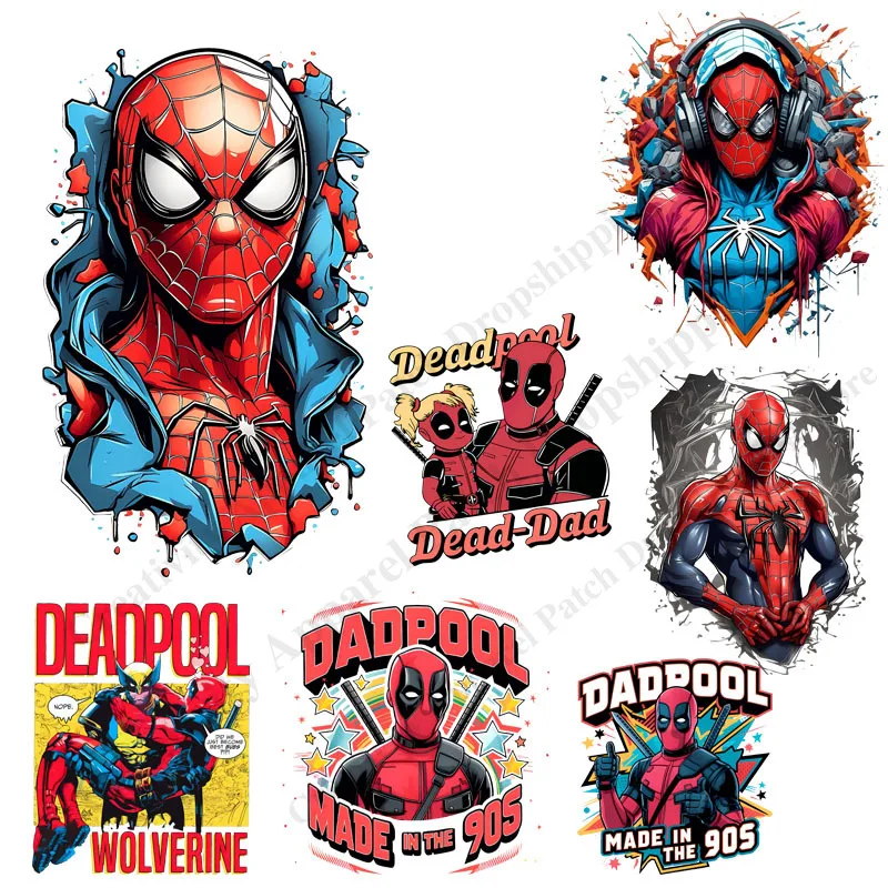 Autocollants-de-dessin-anim-Deadpool-Smile-Hero-pour-v-tements-patch-de ...