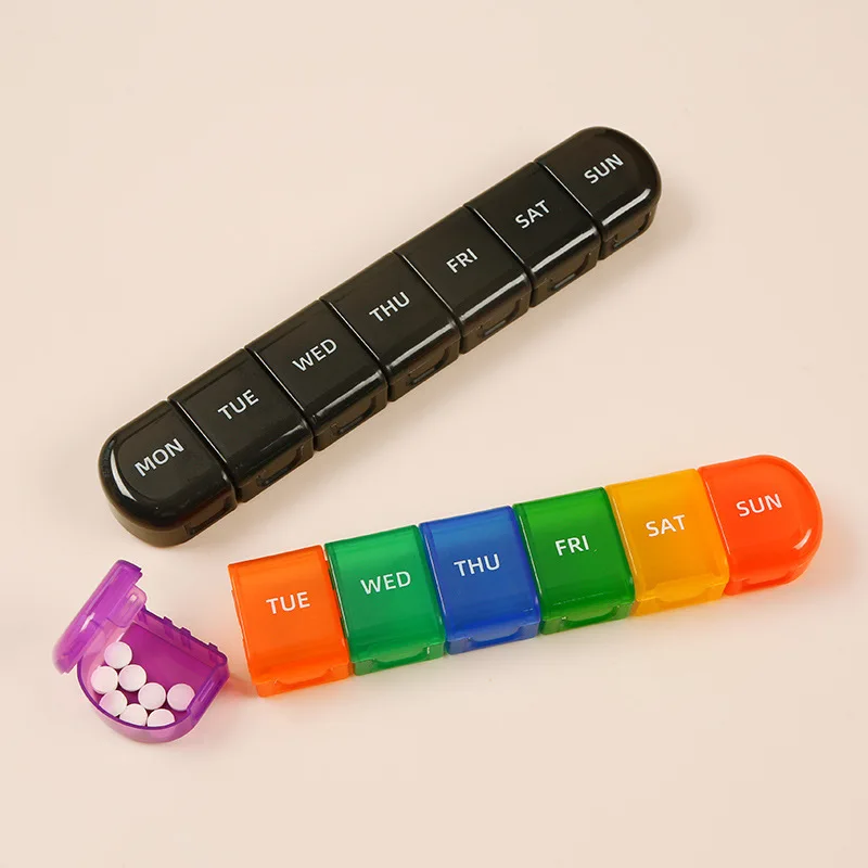 Medicine-box-7-cell-plastic-travel-packaging-rectangular-oval-strip ...