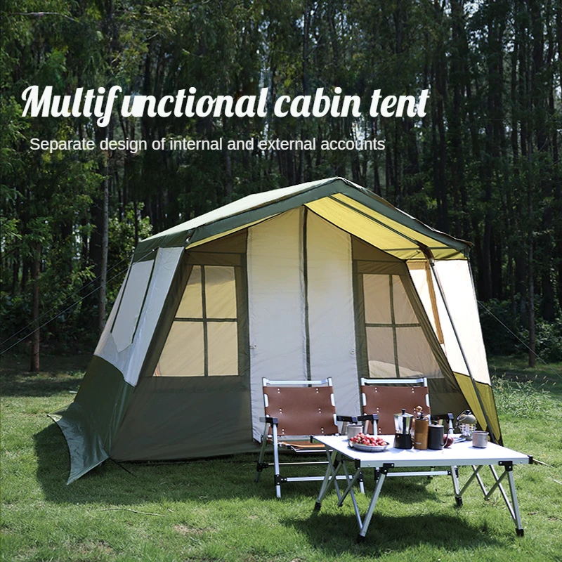 Outdoor Camping Picnic One Room One Hall Family Tent with Canopy Double layer Thickened Rain ...