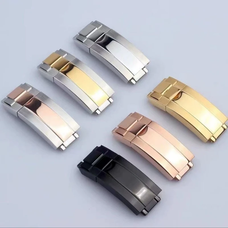 Classic 16X9mm Silver Two-tone Stainless Steel Deployment Watch Buckle ...