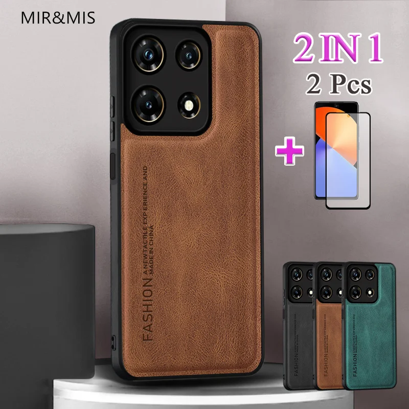 2 IN 1 For Infinix Note 30 Pro 4G Case Lambskin Texture Leather Casing ...