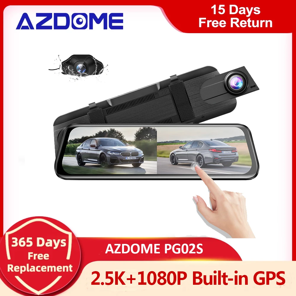 Azdome Pg02s Car Mirror Recorder 2.5k Front Camera 1080p Rear Cam Dash ...