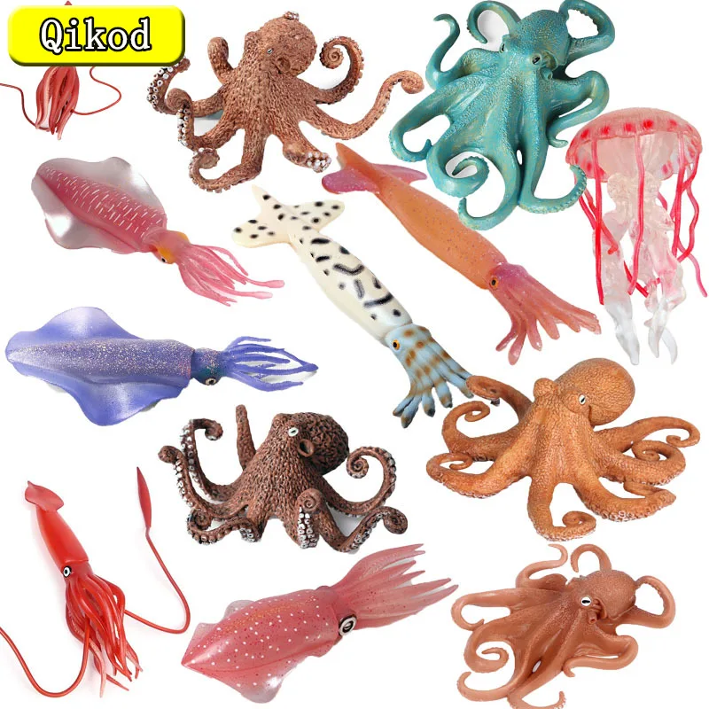 Simulation Figurines Toy Sea Animals Model Octopus jellyfish squid game ...