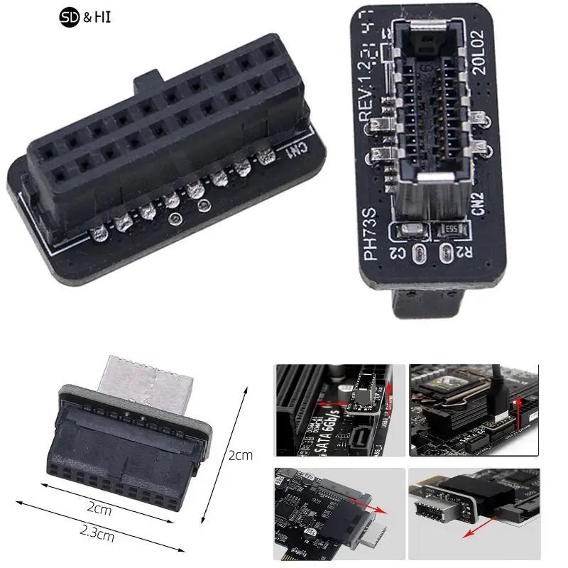 USB Front Panel Adapter Type-E to USB 3.0 19 PIN Adapter Internal ...