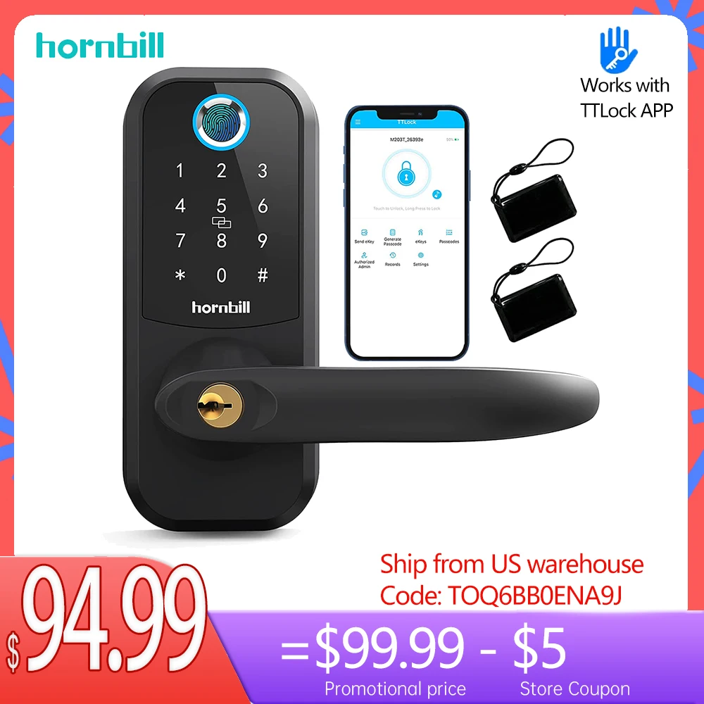 Hornbill Bluetooth Electronic Biometric Fingerprint Smart Door Lock ...