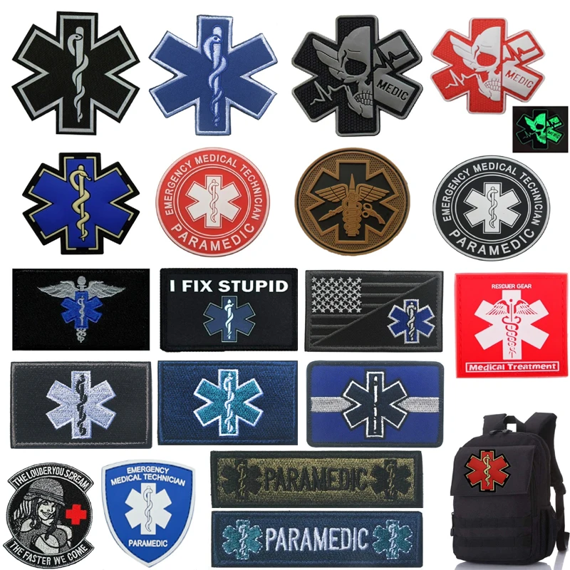 EMERGENCY-MEDICAL-TECHNICIAN-Badge-PVC-Patches-Glow-In-Dark-MEDIC-Hook ...