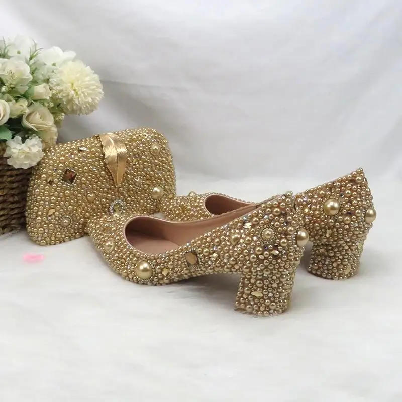 New-Arrival-Champagne-Gold-Bridal-Wedding-Shoes-and-bag-Crystal-Women ...