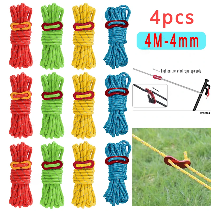 4pcs-4mm-Outdoor-Guy-Lines-Tent-Cords-Lightweight-Camping-Rope-With ...