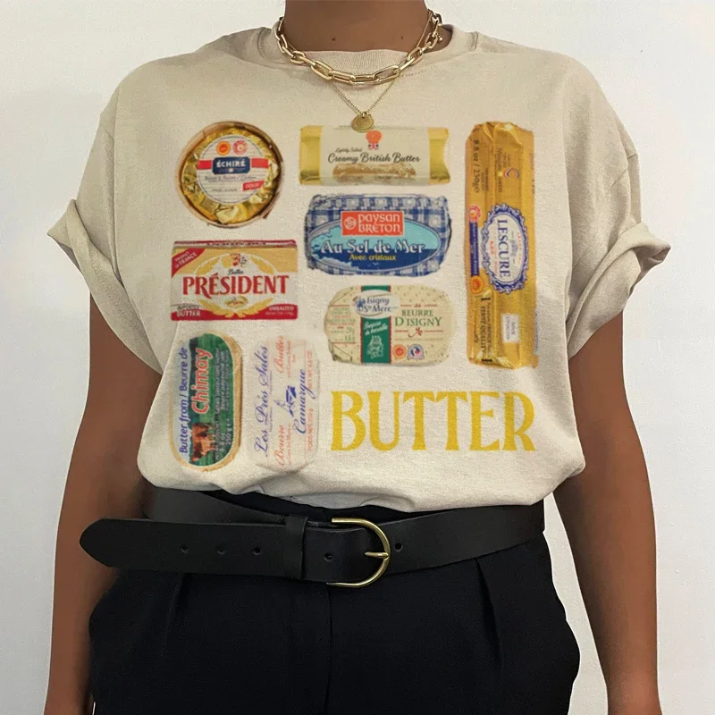 Women-90s-Retro-Butter-Graphic-T-Shirts-Funny-Butter-Lover-T-Shirt-Cute ...