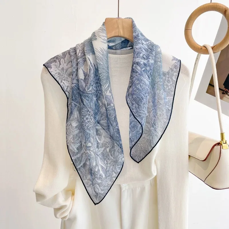 100% Natural Silk Scarf Square Female Fashion Beach Pashmina Bufanda ...