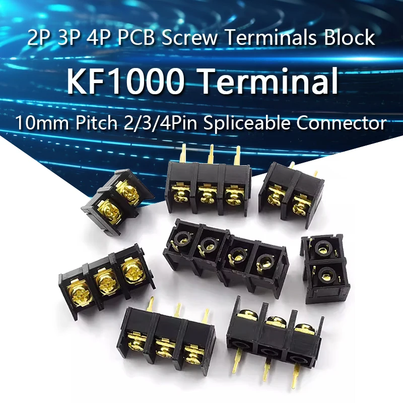 5PCS KF1000 2P 3P 4P PCB 나사 터미널 블록 커넥터 10mm 피치 2/3/4Pin 접합 가능 나사 터미널 블록 ...