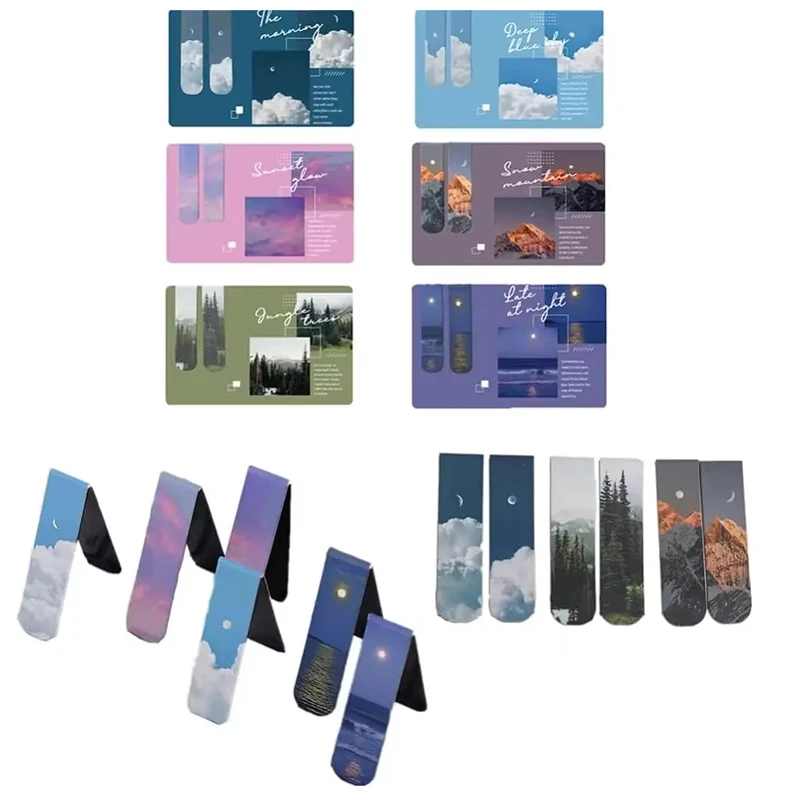 2pcs Landscape Themed Magnetic Bookmarks Magnet Page Markers Magnetic ...