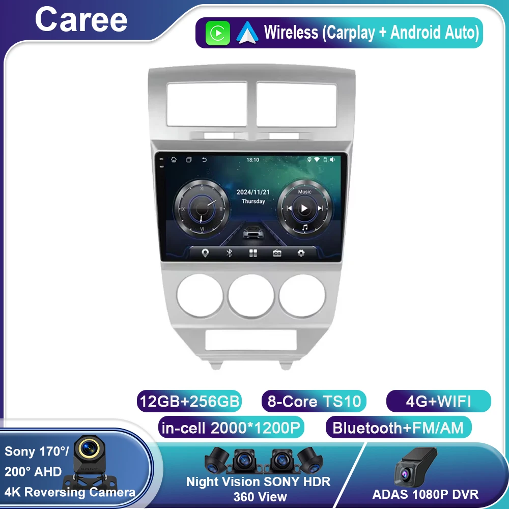 Android Auto para Dodge Caliber 2007 - 2010 Autoradio navegación GPS 5G ...