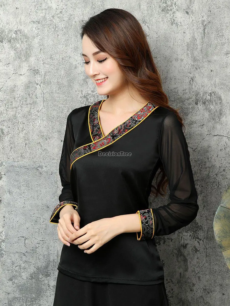 2025 new chinese national style improved tibetan top spring summer ...