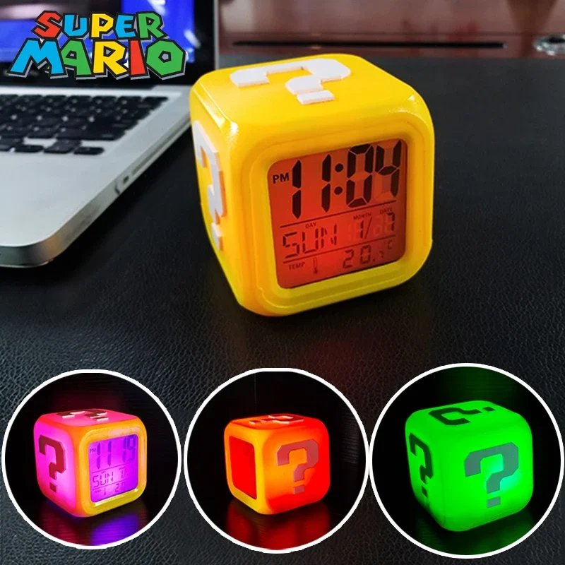 Super-Mario-Bros-Rel-gio-Despertador-Digital-LED-7-Cores-Luz-Noturna ...