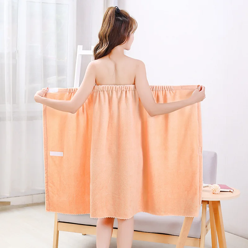 Large-Coral-Velvet-Bathrobe-Women-Water-Absorbent-Bra-Bath-Skirt-Quick ...