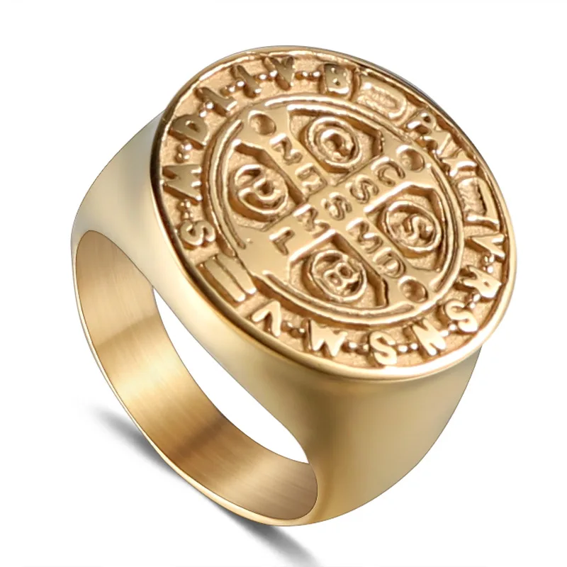 Anillo-de-acero-inoxidable-para-hombre-joyer-a-de-la-santa-medalla-cat ...