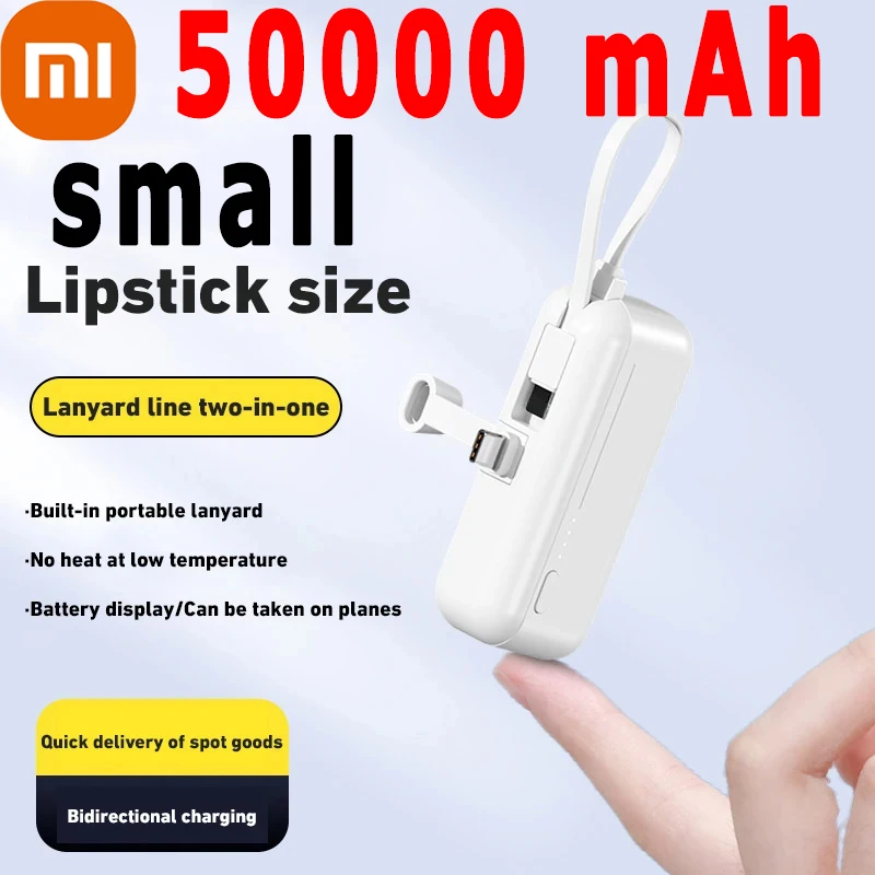 Xiaomi-50000mah-Mini-Capsule-Power-Bank-Built-In-Cable-Portable-Pocket ...