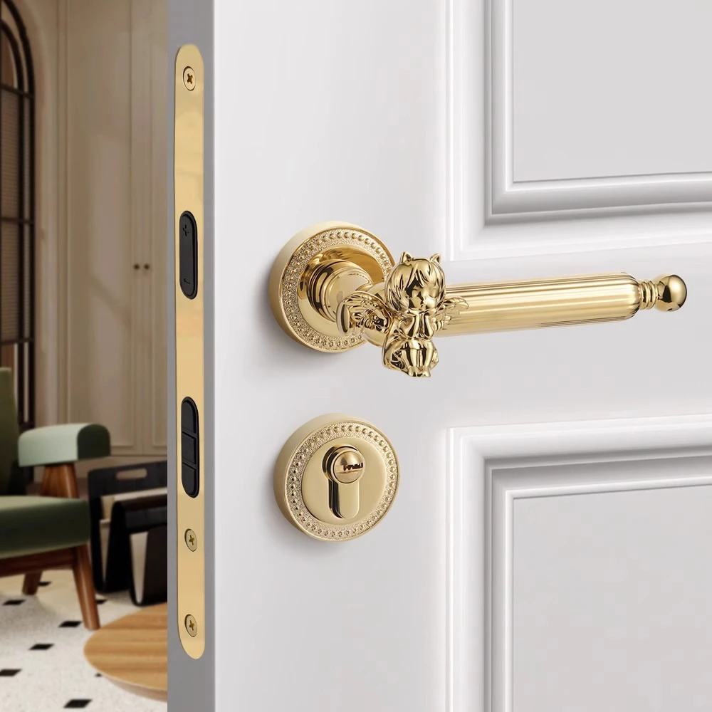 Golden-Angel-French-Style-Indoor-Bedroom-Door-Lock-Split-Door-Lock ...