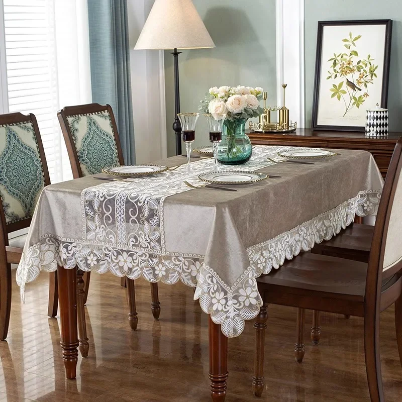 Table-Cloth-Coffee-Gold-Velvet-Embroidered-Luxury-Dining-Table-Cover ...