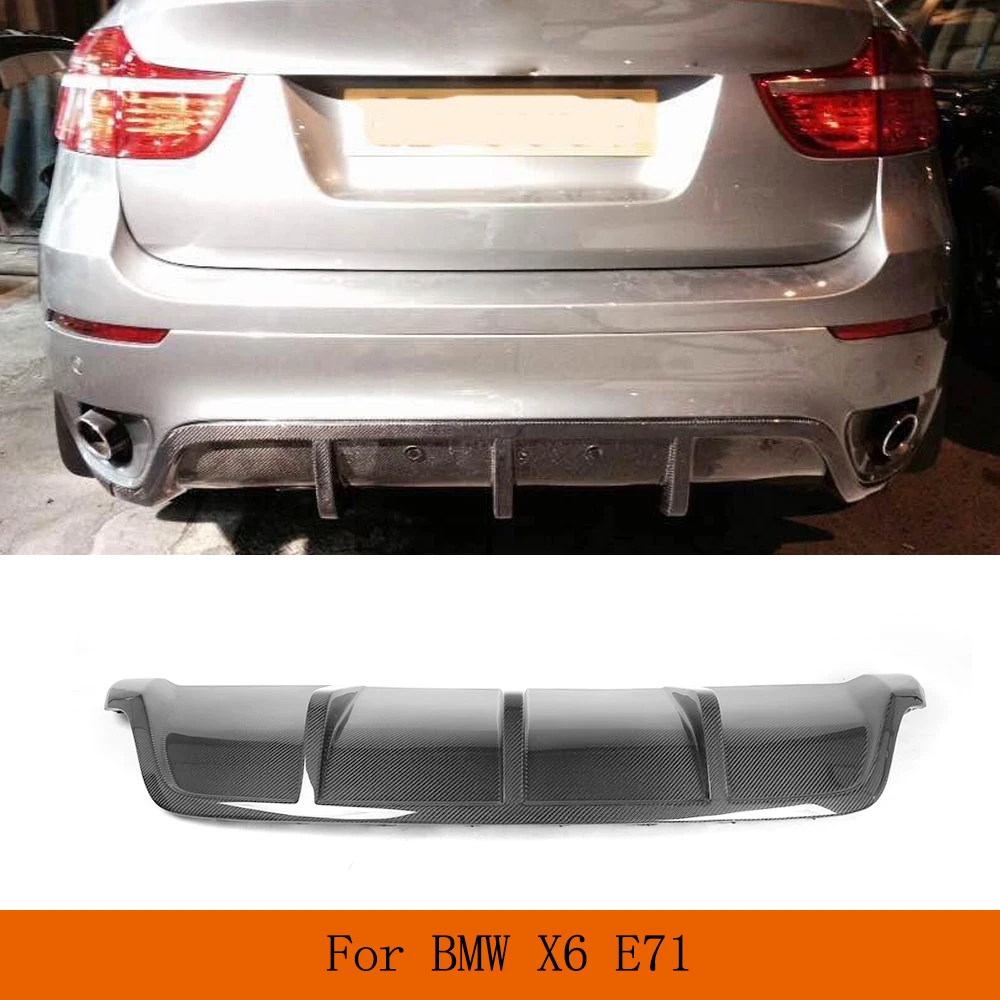 Carbon-Fiber-FRP-Black-Car-Rear-Bumper-Lip-Diffuser-For-BMW-E71-X6-2008 ...