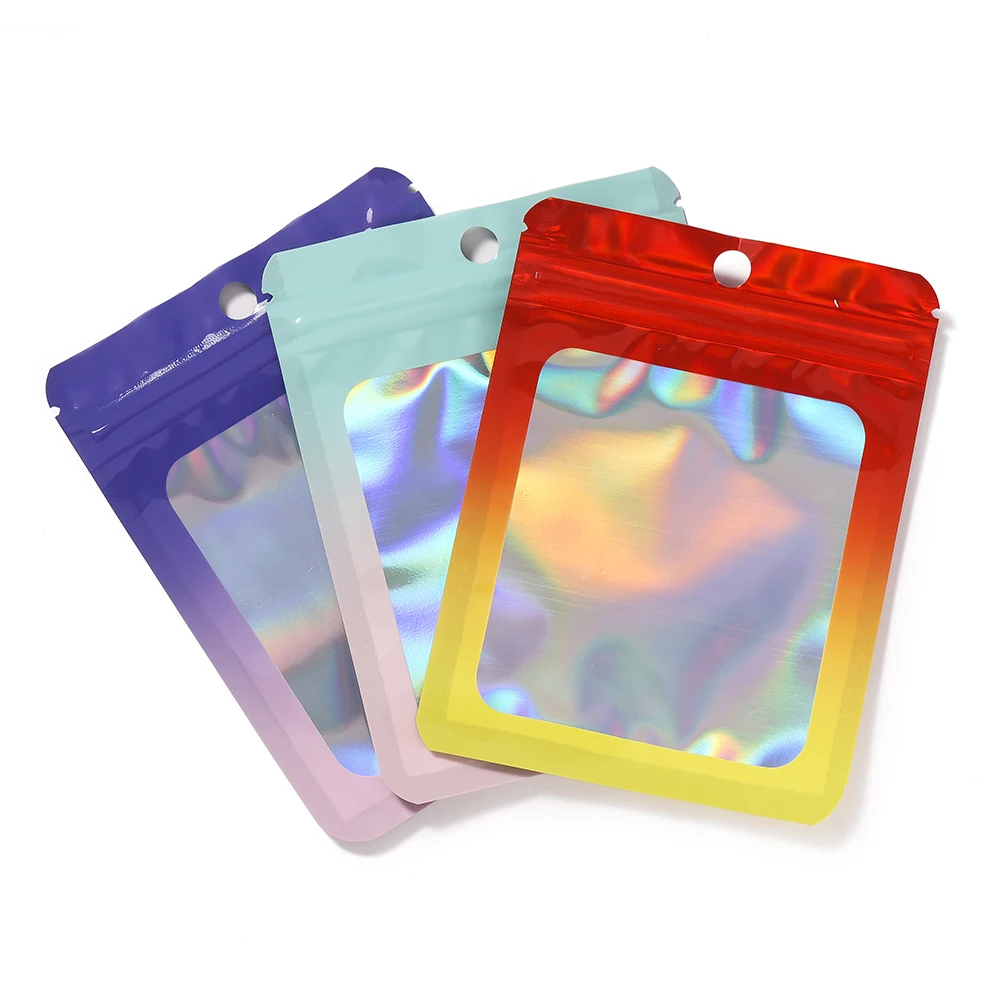 50pcs-lot-Thicken-Ziplock-Bags-Gradient-Holographic-Laser-Color-Plastic ...