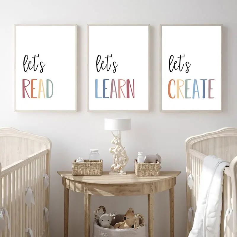 Simple Cute Colorful Words Canvas Poster Prints Modern Wall Decorative ...