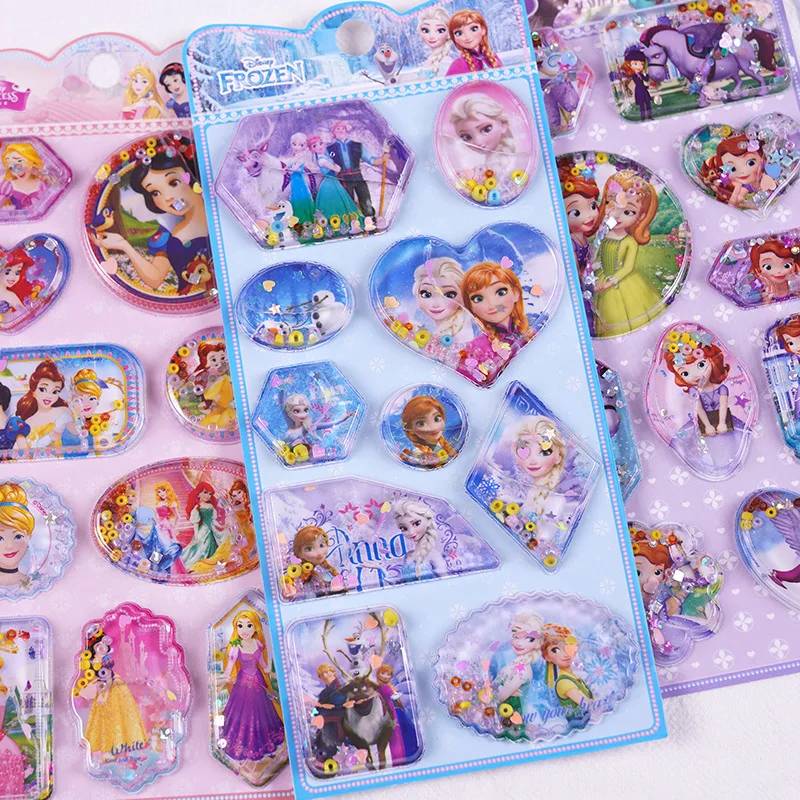 Disney-Cartoon-Three-Dimensional-Water-Filled-Stickers-Frozen-Princess ...