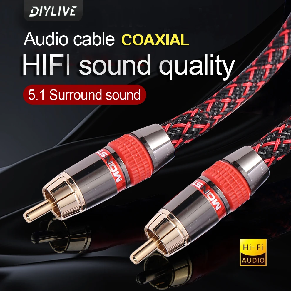DIYLIVE-6N-OFC-75ohm-Hifi-Digital-Coaxial-Audio-Video-Rca-Cable-Hi-end ...