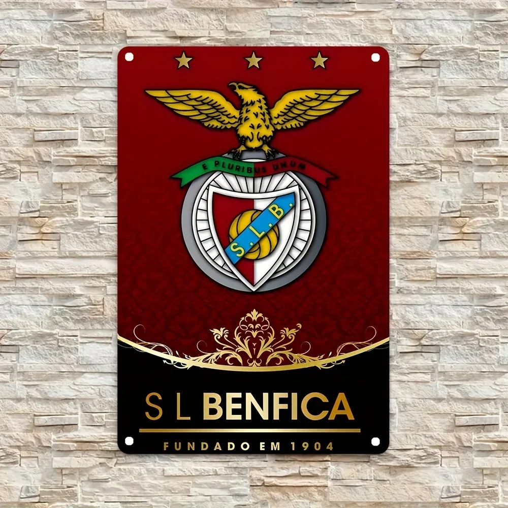 SL Benfica Vintage Metal Wall Sign Iron Football Emblem Waterproof Bar ...