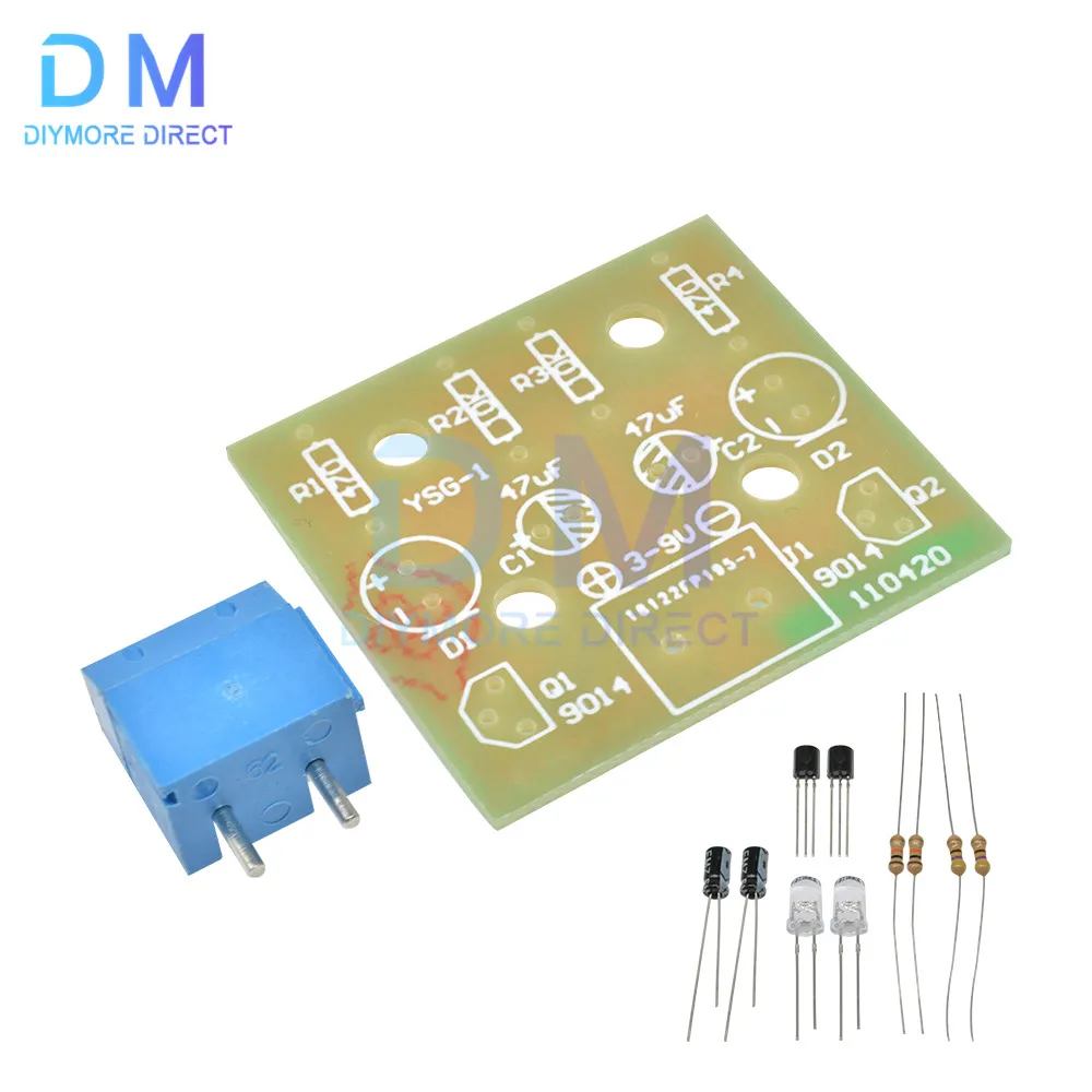 DIY-Electronic-Kit-5MM-LED-Flashing-Light-Circuit-Simple-LED-Blinking ...