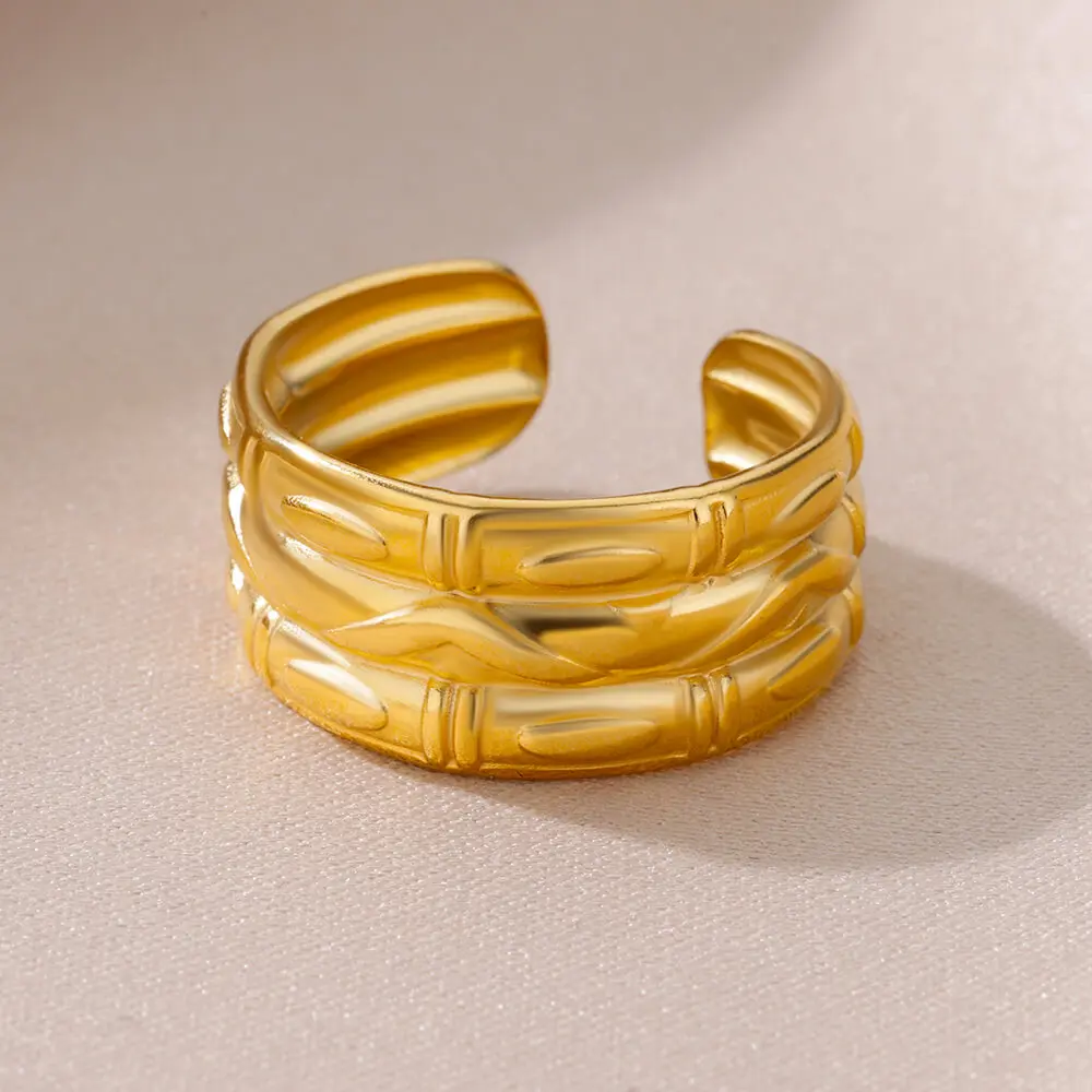 Stainless-Steel-Rings-for-Women-Men-Gold-Color-Wide-Adjustable-Ring-Retro-Couple-Wedding ...