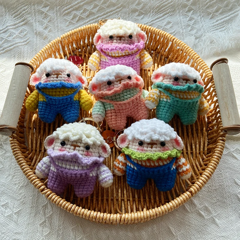 Knitting-Craft-Handmade-Crocheted-Colorful-Cute-Sheep-Key-Chain-Stuffed ...