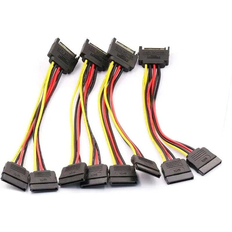 4PCS SATA II Hard Disk Power 15Pin SATA Male To 2 Female 15Pin Power ...