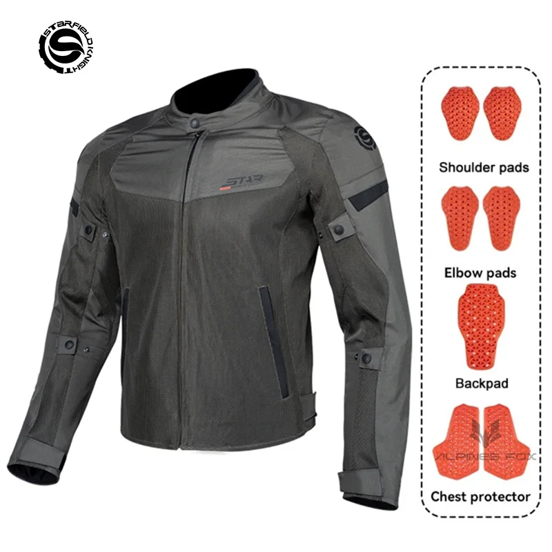Summer Motorcycle Jacket Men Breathable Mesh Moto Riding Jacket With ...