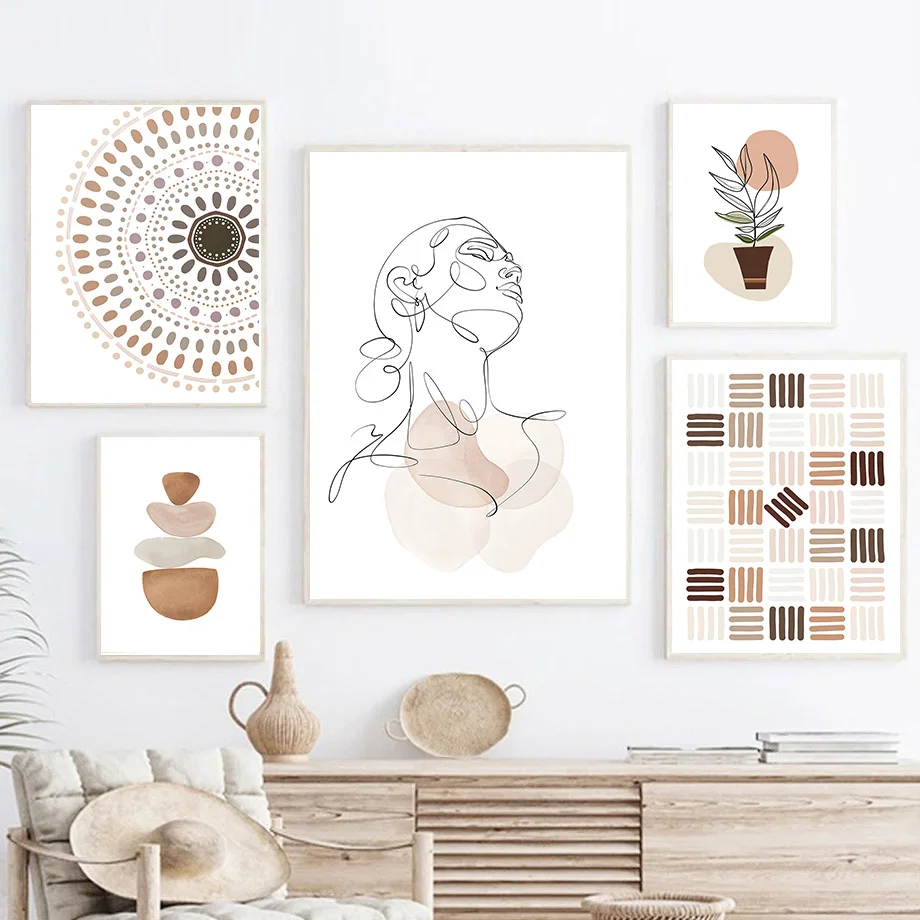 Modern Abstract Boho Style Gallery Canvas Painting Poster And Print ...