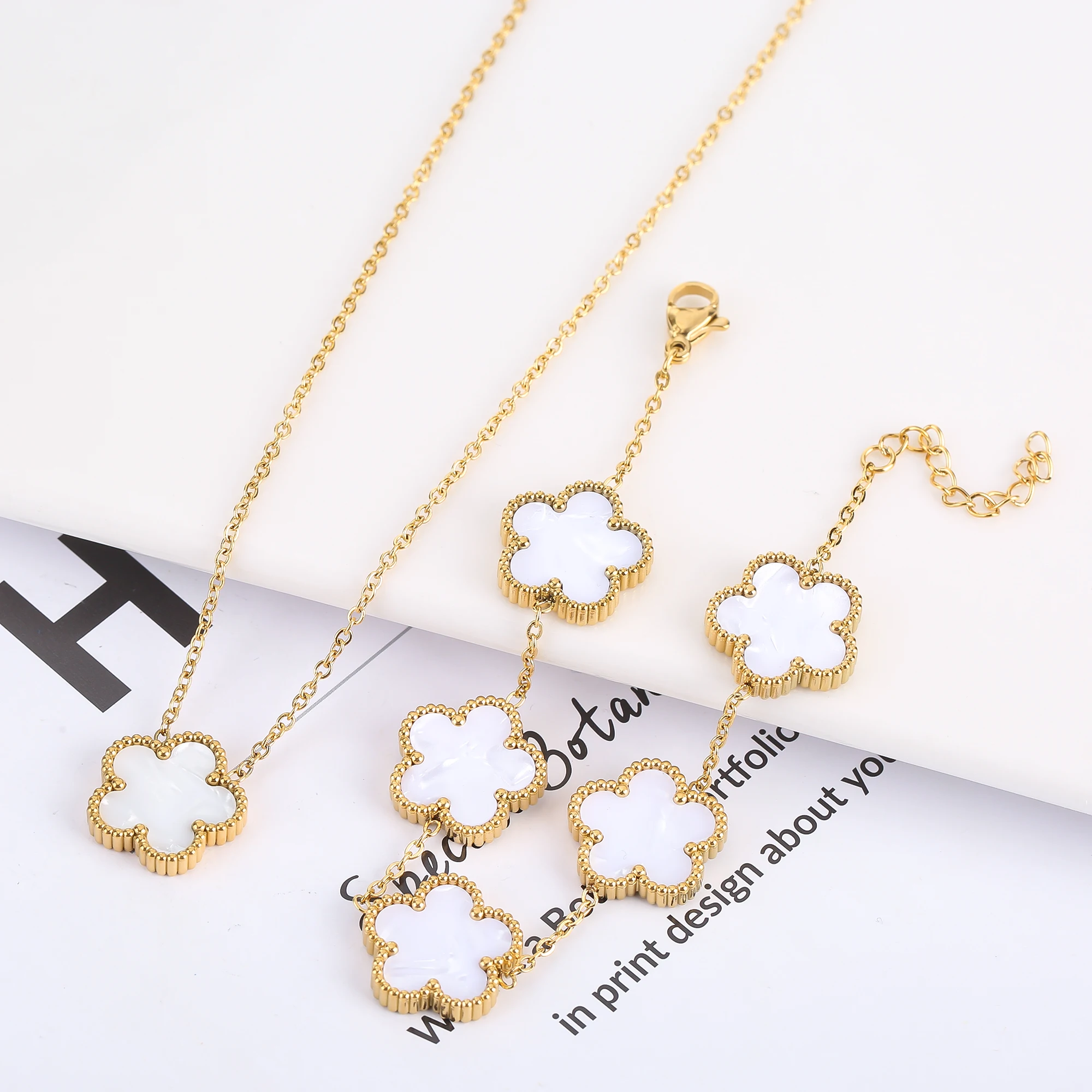 Exquisito-conjunto-de-joyer-a-de-acero-inoxidable-para-mujer-pulsera-de ...