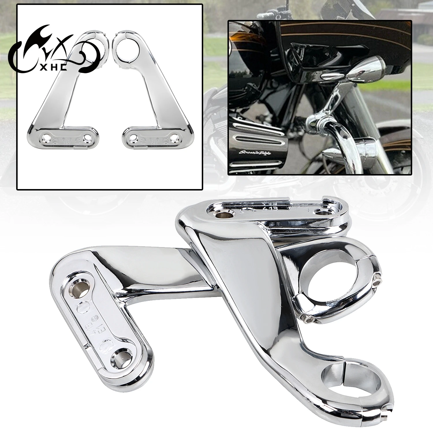 Motorcycle Front Fairing Support Brackets Mounts Chrome Fit For Harley ...