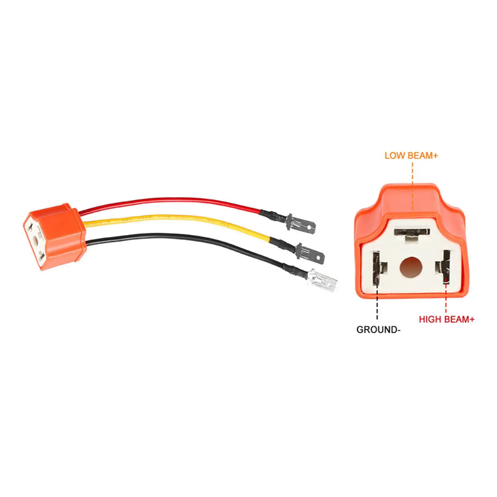 2Pcs H4 Wire Wiring Harness Sockets 3 Pin Female Pigtail Plug Ceramic ...