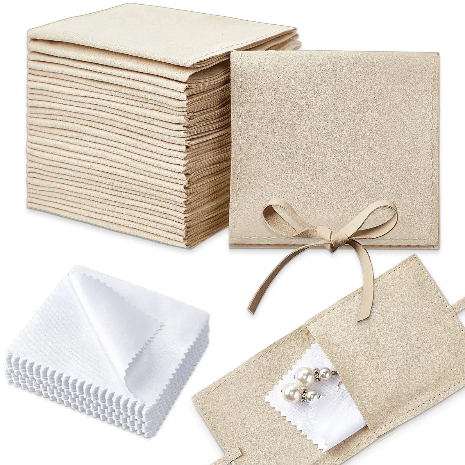 100pcs Bulk Custom Logo Microfiber Velvet Jewelry Gift Bag with Polish ...