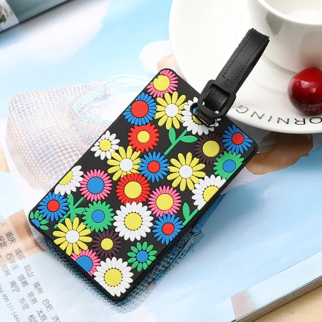 Luggage Tags PVC Anti Theft Baggage Name Tag Vintage Flower Stripes ...