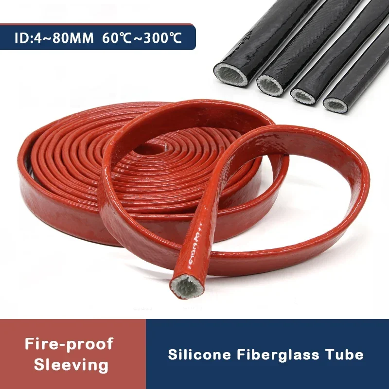 1-2-5m-Silicone-Fiberglass-Tube-Coated-Glass-Fiber-Braided-Fireproof ...