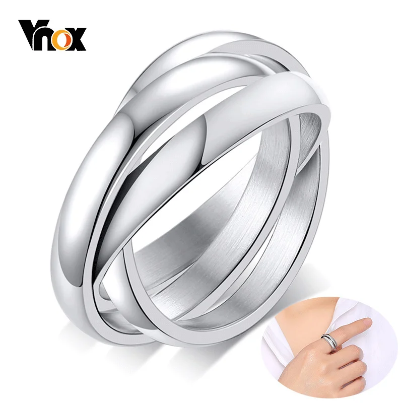 Stainless Steel Ring Women 3 Rings | Stainless Steel Rings Interlocked ...