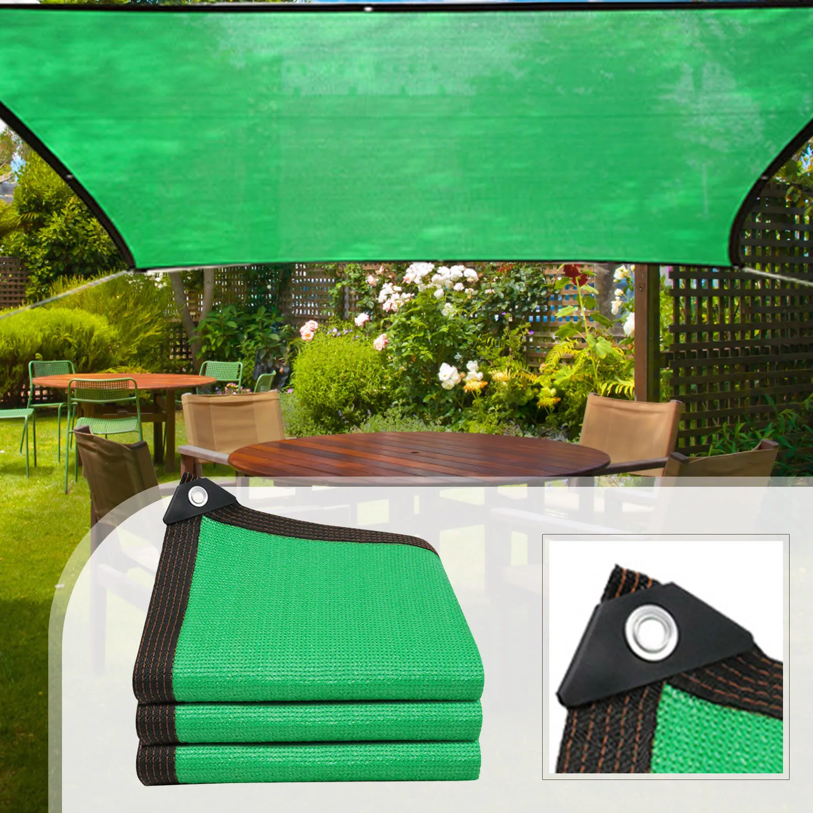 Dark Green Waterproof Sun Shade Sail Square Rectangle Triangle Garden ...