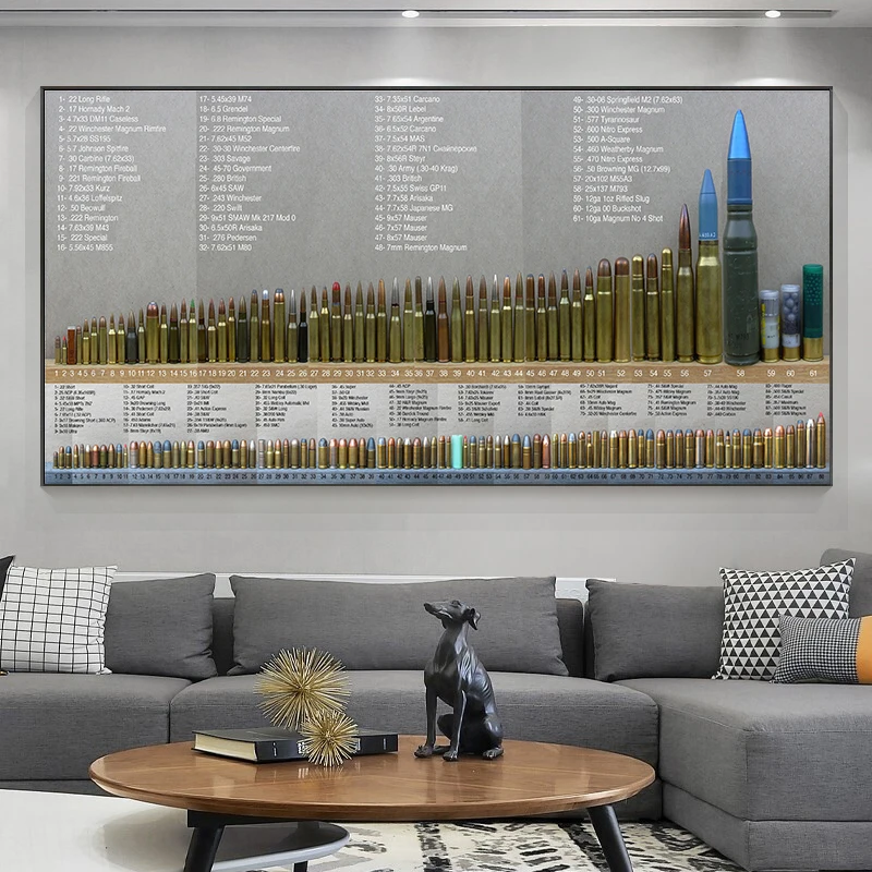 Firearms Bullets Illustration Military Fan Canvas Painting Weapon ...